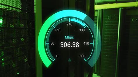 Premium Stock Video Animation Of Data Processing And Server Room Over Speedometer