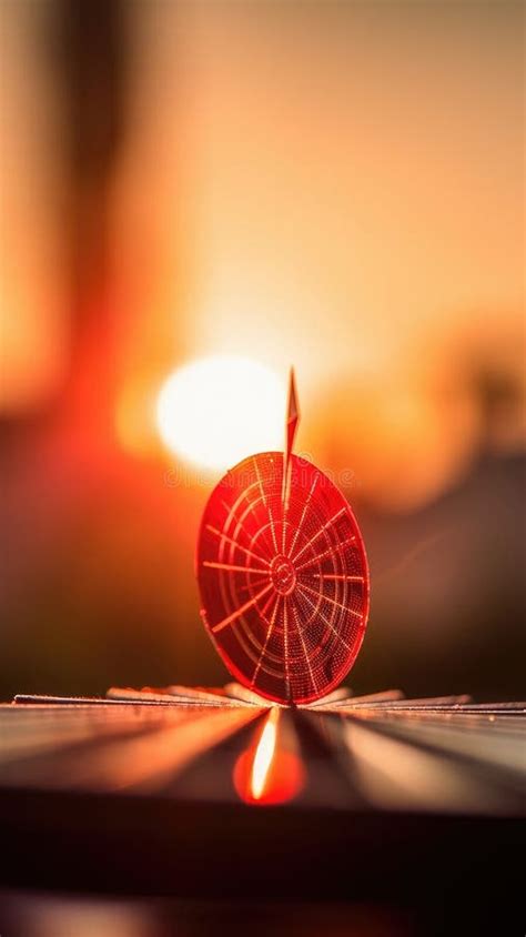 Red Dart Sitting On Top Of A Table At Sunset Stock Illustration Illustration Of Travel