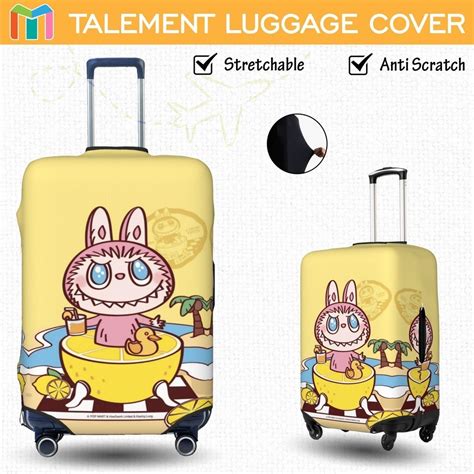 ลาบูบ ผ้าคลุมกระเป๋าเดินทาง ผ้าสแปนเด็กซ์ แบบยืดหยุ่น ยืดหยุ่น Labubu Luggage Cover 18 20 22 24