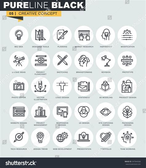 Set Thin Line Web Icons Graphic Stock Vector Royalty Free 347944568 Shutterstock