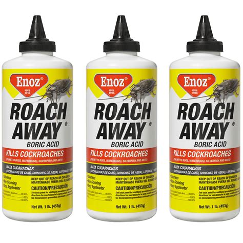 3 Pack Enoz Roach Away Boric Acid Powder Cockroach Killer 1 Lb