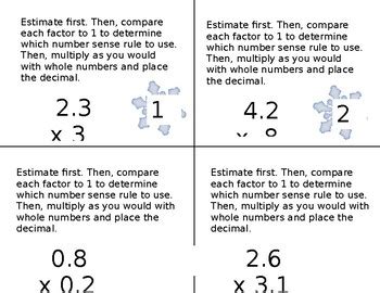 Multiplying Decimals Task Cards By Jennifer Sinnott TpT