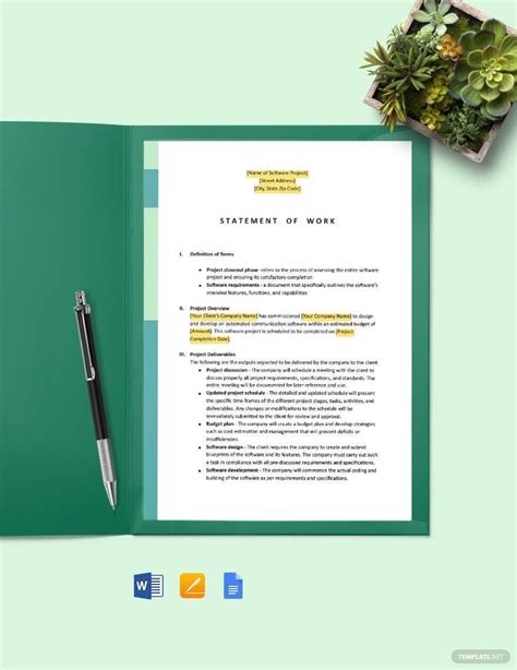 Blank Scope Of Work Template In Google Docs Word Pages Publisher Download Template Net