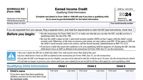 Schedule Eic Instructions Claiming The Earned Income Credit