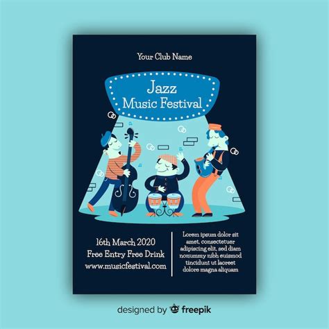포스터 음악 재즈 음악 축제 무료 벡터