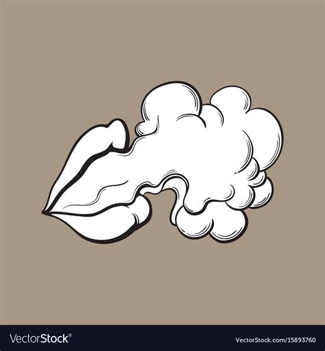 Smoke Coming Out Of Beautiful Female Lips With Red