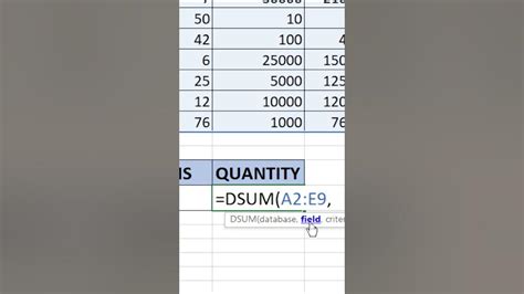 How To Use Dsum Function In Excelexcelhacks Exceltricks Exceltips Youtube