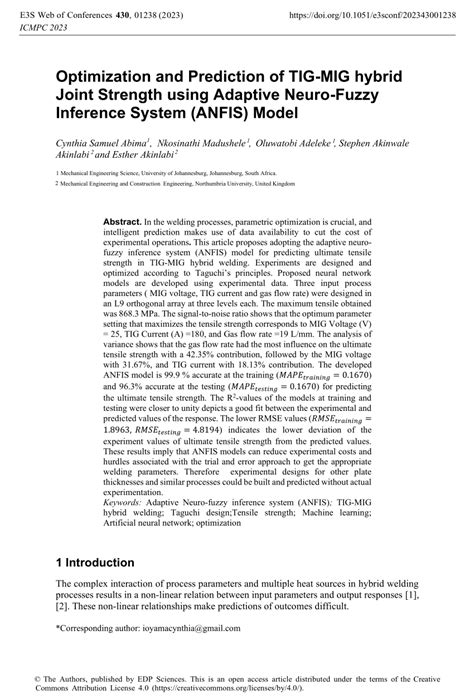 Pdf Optimization And Prediction Of Tig Mig Hybrid Joint Strength Using Adaptive Neuro Fuzzy