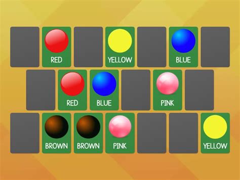 MEMORY GAME COLORS Matching Pairs