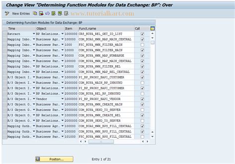 COM BUPA CALL FU SAP Tcode Determining FMs For Data Exchange BP