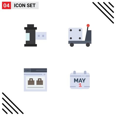 4 Universal Flat Icons Set For Web And Mobile Applications Camera Page Roll Pump Website