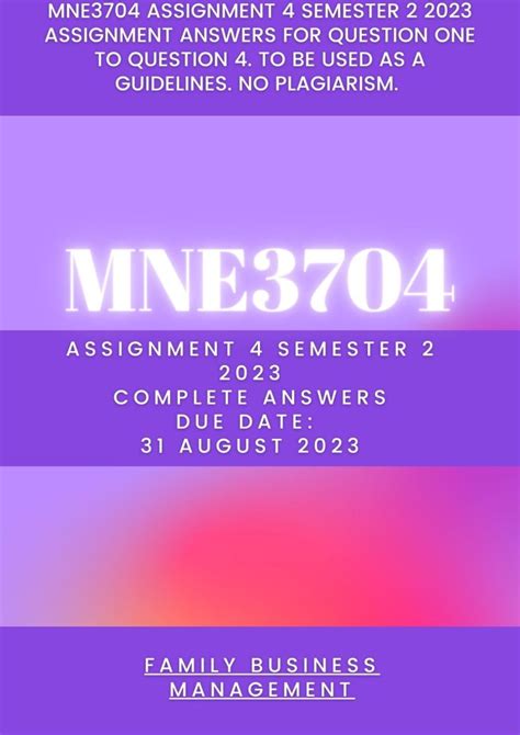 mne3704 assignment 4 semester 2 2023 due date 31 august 2023
