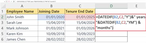 How To Calculate Tenure In Years And Months In Microsoft Excel SpreadCheaters