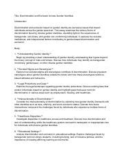 Title Discrimination And Exclusion Across Gender Identities Pdf Title Discrimination And