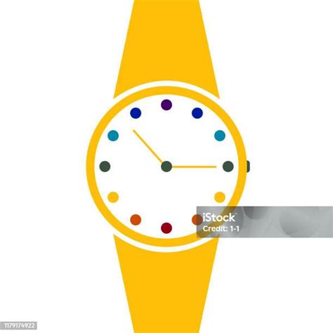 손목 아이콘에 벡터 아날로그 시계입니다 시간 관리의 상징 시간과 분 화살표크로노미터 흰색 배경에 고립 된 간단한 다채로운 그림 개념에 대한 스톡 벡터 아트 및 기타 이미지