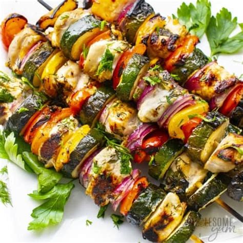 Grilled Mediterranean Chicken Kabobs Wholesome Yum