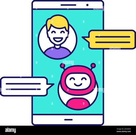Support Chatbot Color Icon Messenger Bot Modern Robot Virtual Assistant Chat Bot Man