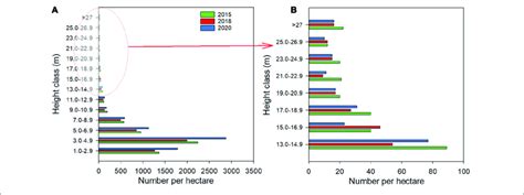 Number Of Trees Per Hectare In Each Height Class In 2015 2018 And Download Scientific