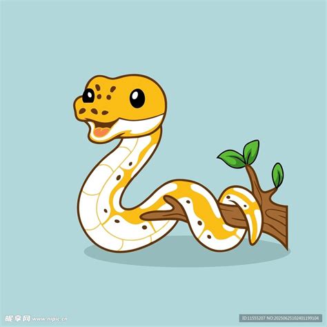 可爱卡通蛇靠在树枝旁设计图野生动物生物世界设计图库昵图网