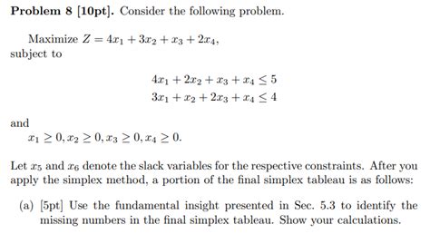 Solved Problem 8 10pt Consider The Following Problem