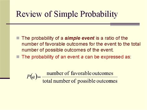 Probability Of Compound Events Review Of Simple Probability