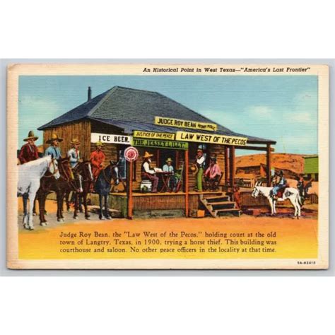 POSTCARD TX LANGTRY Judge Roy Bean Law West Of The Pecos Holding Court 3 98 PicClick UK