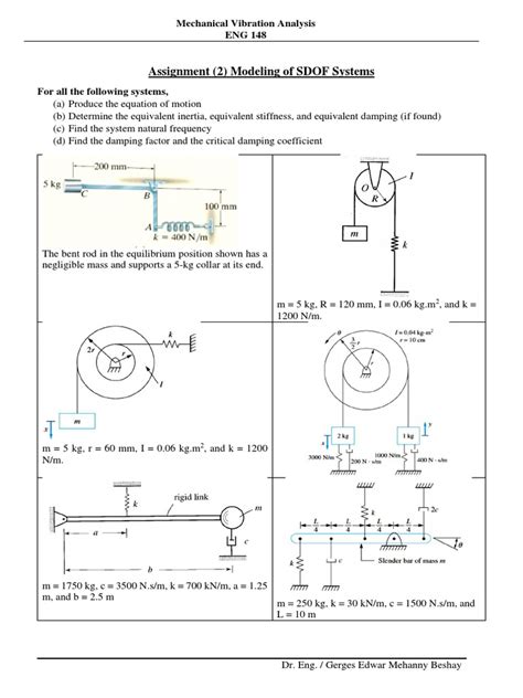 Assignment 2 Modeling Of Sdof Systems Pdf