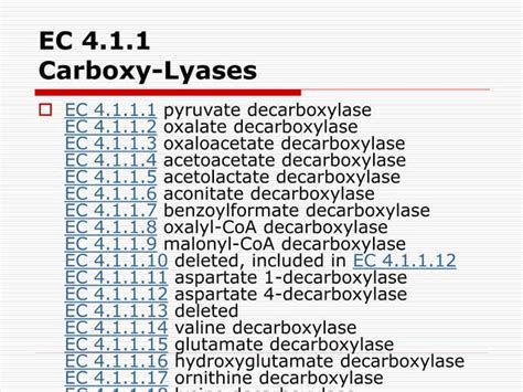 Enzyme Classification Ecppt Chemistry Science