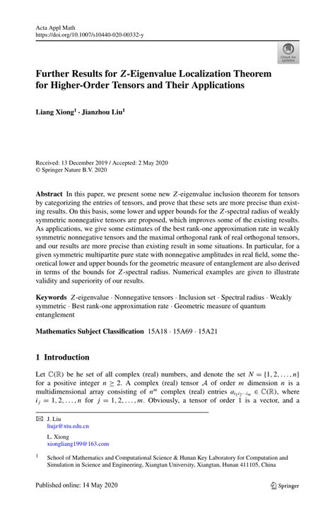 Pdf Further Results For Zz Eigenvalue Localization Theorem For