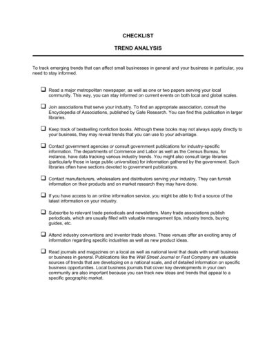 Checklist Trend Analysis Template Word PDF Free Trial