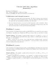 Hw2 Solutions Pdf Colorado CSCI 5454 Algorithms Homework 2 Instructor Bo Waggoner Due