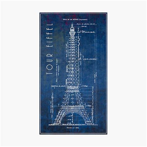 Eiffel Tower Blueprint C 1886 Photographic Print For Sale By Daniel