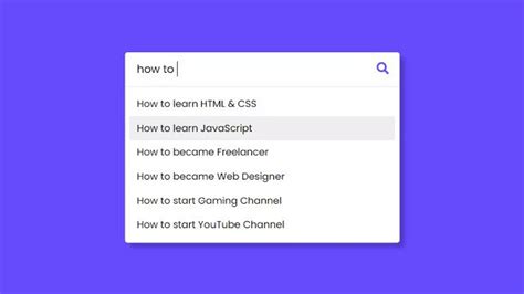 Search Bar With Autocomplete Search Suggestions In Javascript Css