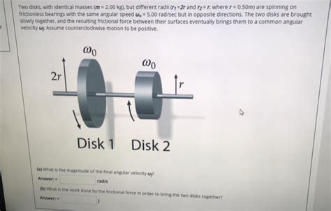 Solved Two Disks With Identical Masses M Kg But Chegg