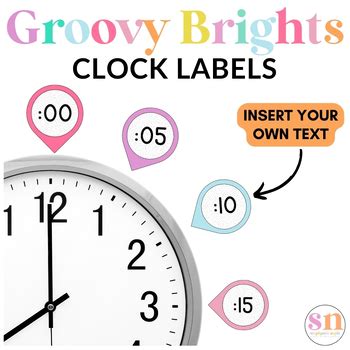 Clock Labels 5 Minute Clock Labels Groovy Bright Classroom Decor