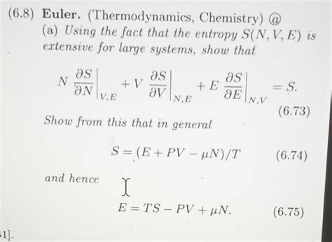 Euler Thermodynamics Chemistry A Using Chegg Com