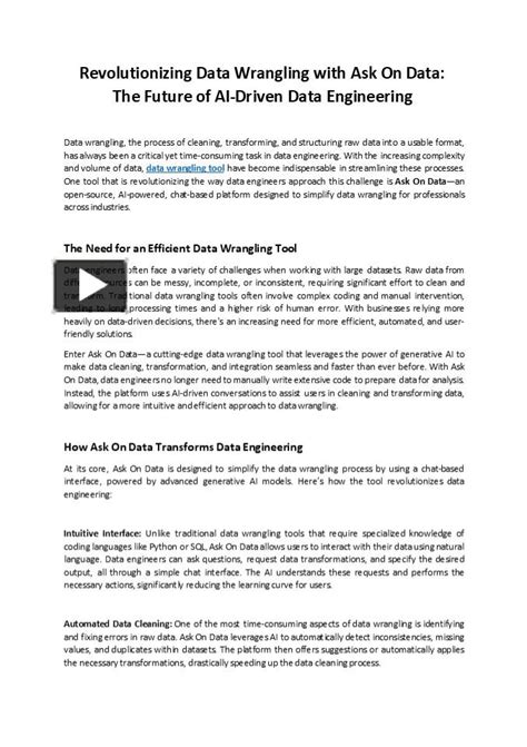 Ppt Revolutionizing Data Wrangling With Ask On Data The Future Of Ai