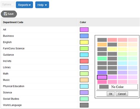 Assigning A Color To A Department Code