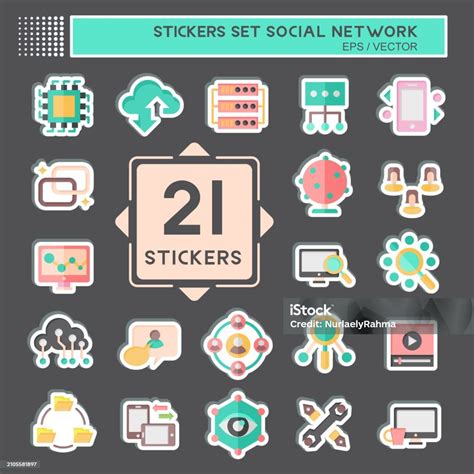스티커 세트 소셜 네트워크 인터넷 기호와 관련이 있습니다 심플한 디자인 일러스트레이션 개념에 대한 스톡 벡터 아트 및 기타 이미지 개념 개선 고객 참여 Istock