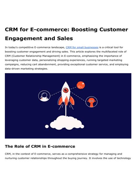 Crm For E Commerce Boost Customer Engagement And Sales