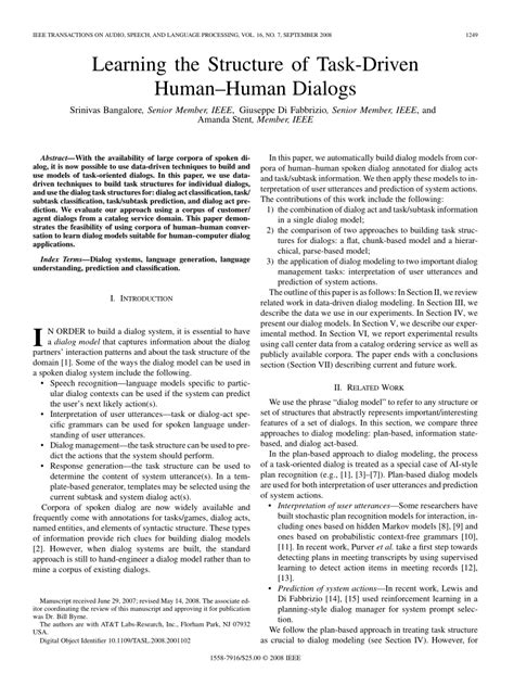 Pdf Learning The Structure Of Task Driven Humanhuman Dialogs