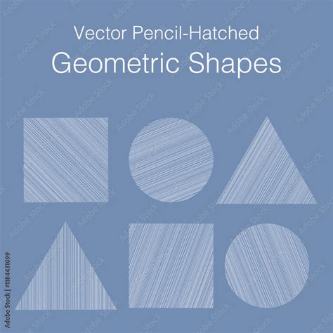 Pencil Hatched Shapes Vector Clipart Set Basic Geometric Shapes Circle Triangle Square Stock