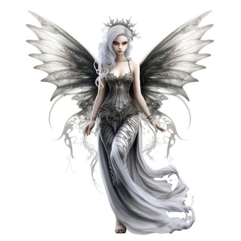 Premium Ai Image A Woman With A Silver Angel Wings And A Silver Wings