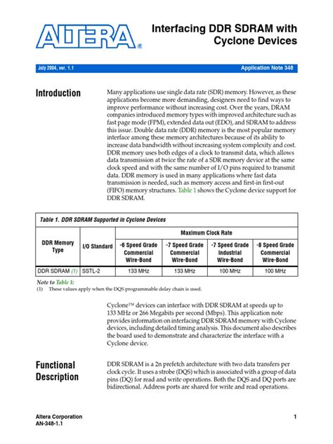 Interfacing Ddr Sdram With Cyclone Devices Pdf Teaching Methods