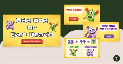 Odd And Even Interactive Double Digit Sums Teach Starter