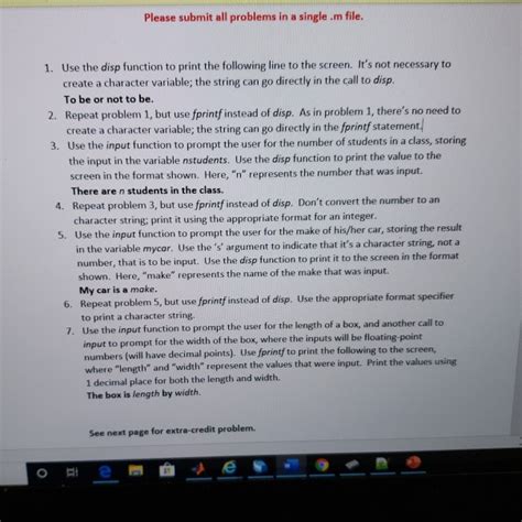 Solved Please Submit All Problems In A Single M File 1