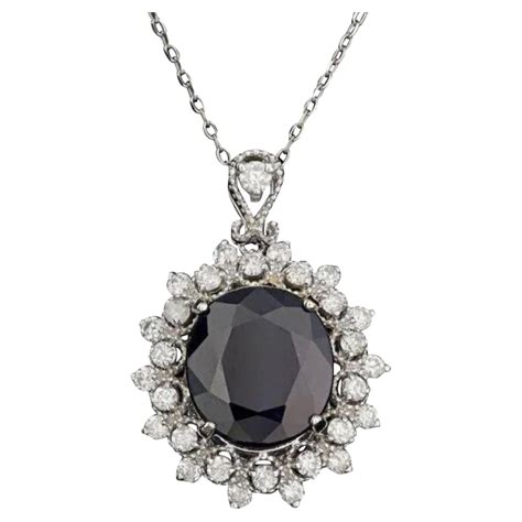 3110ct Natural Sapphire And Diamond 14k Solid White Gold Necklace For