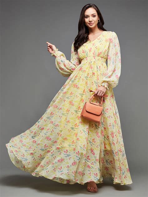 Yellow Floral Maxi Dress By Wyshlist