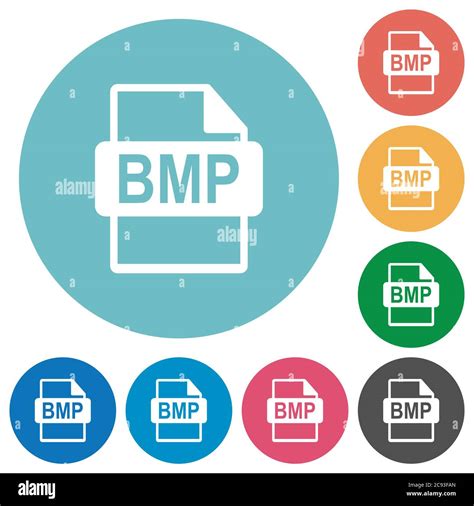 Bmp File Format Flat White Icons On Round Color Backgrounds Stock Vector Image And Art Alamy