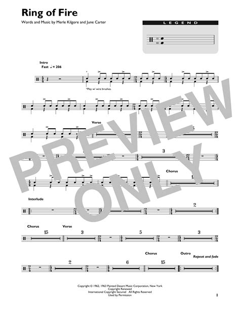 Ring Of Fire By Johnny Cash Sheet Music For Drum Chart At Sheet Music